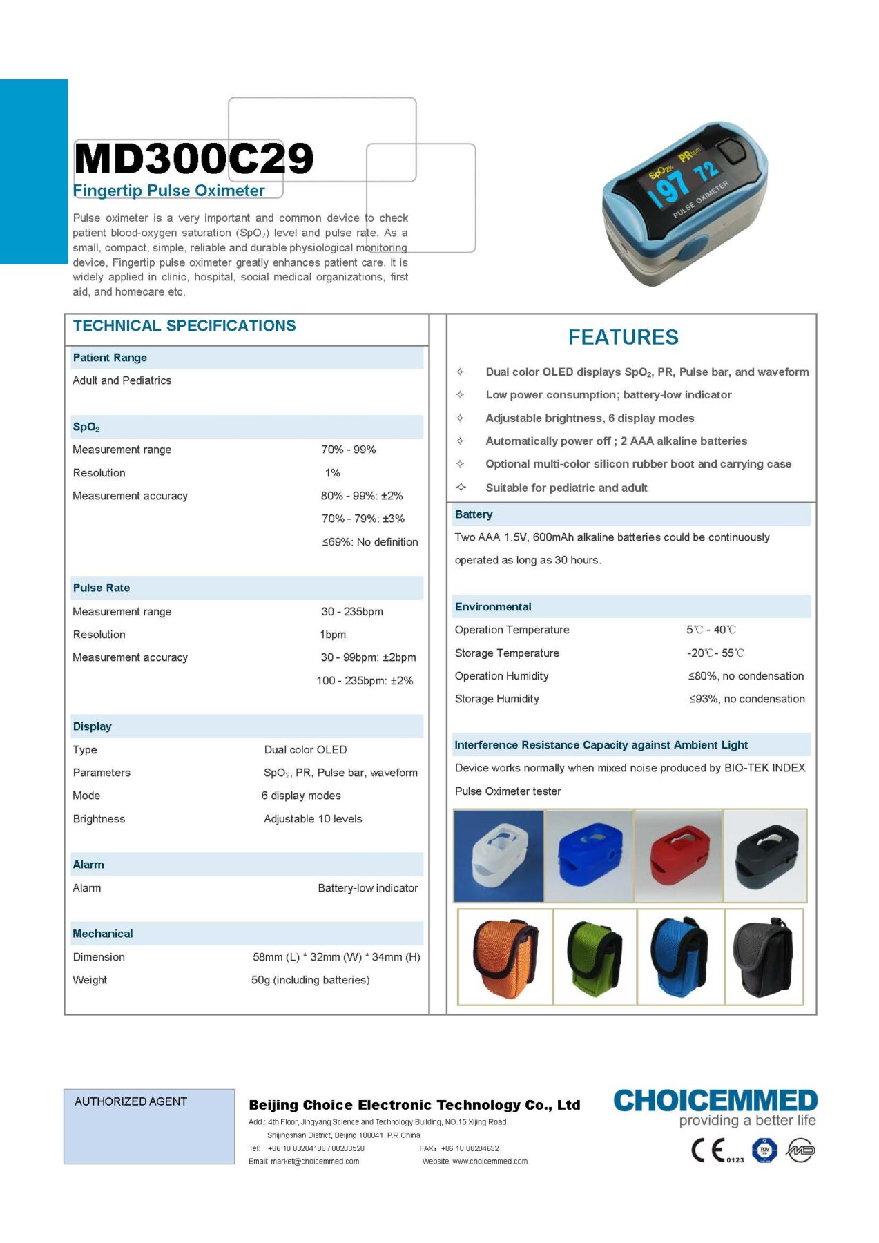 FINGERTIP PUSLE OXIMETER MODEL MD300C29