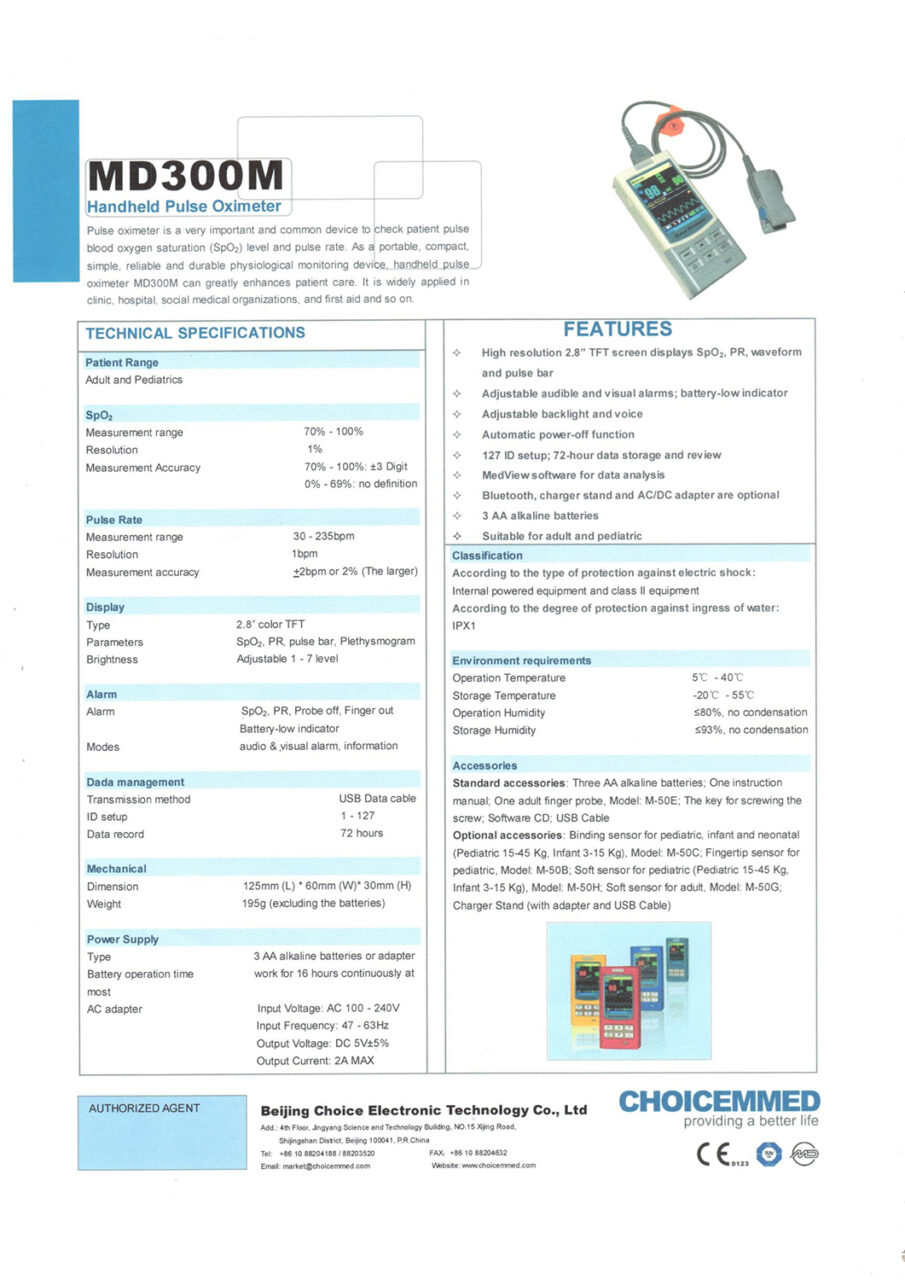 CHOICEMMED HANDHELD PULSE OXIMETER MD300M