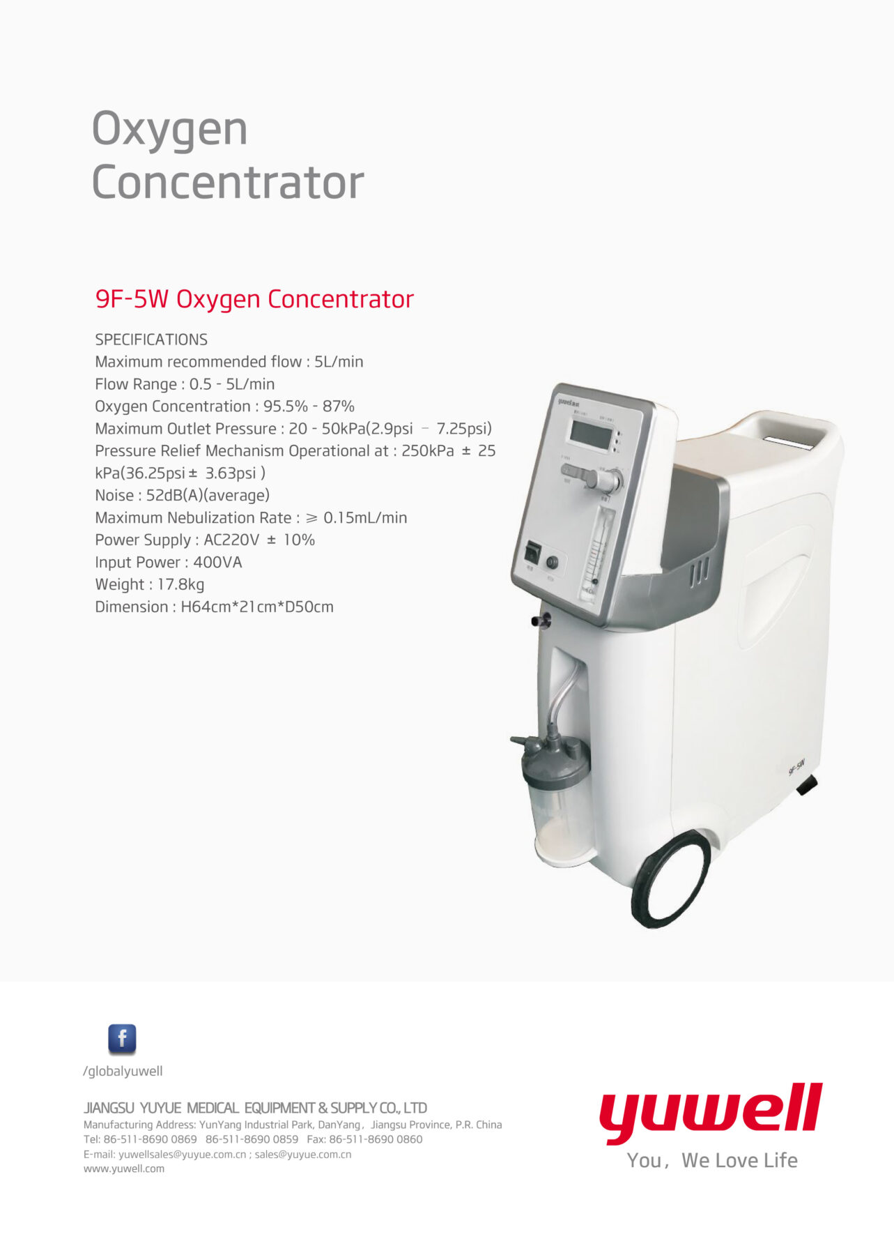Yuwell Oxygen Contentrator 9F-5W